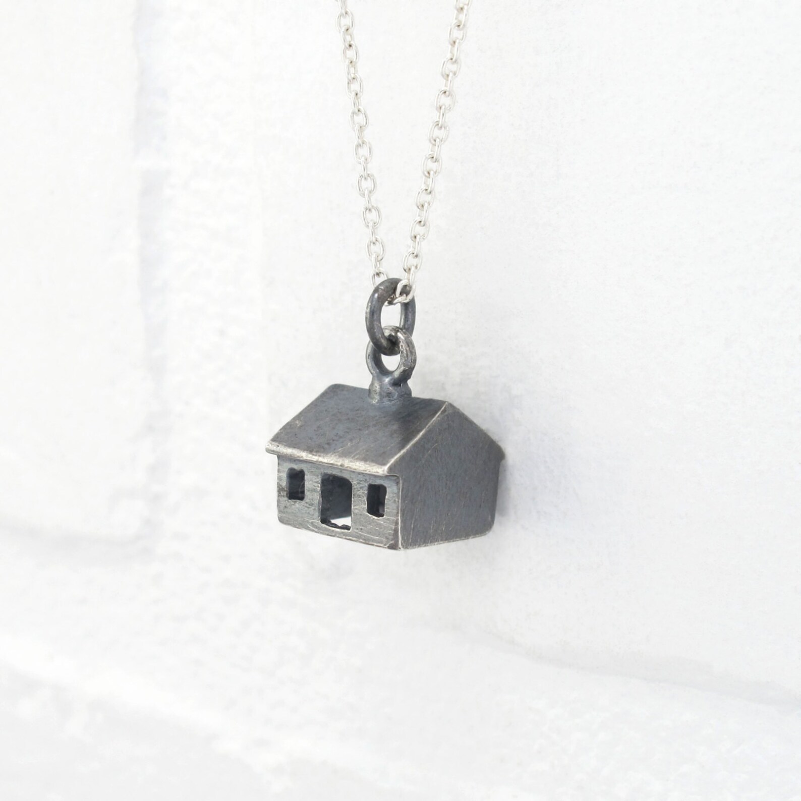 SILVER Monopoly HOUSE Pendant. MONOPOLY Little House Token Necklace ...