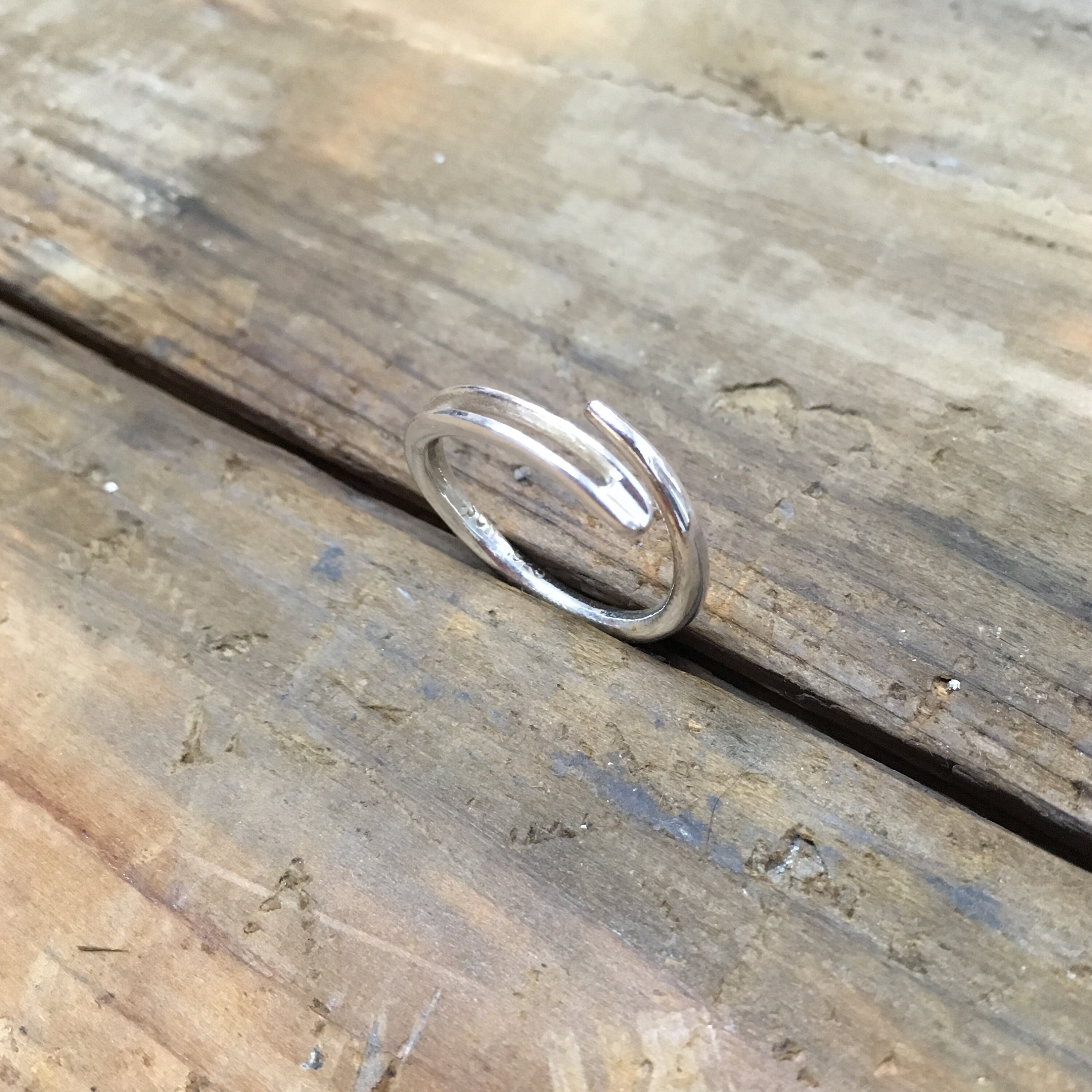 Sterling Silver NEEDLE open ring. Adjustable sterling silver | Etsy