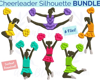 Cheer Cheerleader Silhouette Shadow Embroidery Pattern 4 Inch - Etsy