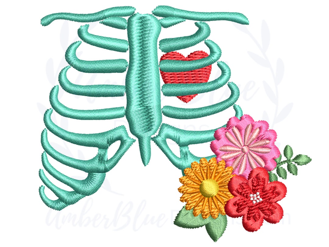 Rib Cage W/ Flowers Embroidery File Chest X-ray Radiology - Etsy