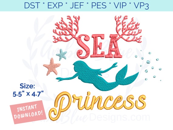 Patterns Cute Mermaid Sea Number 6 Applique Embroidery Design for Baby ...