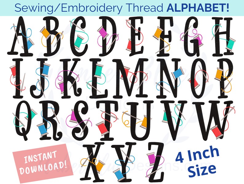 Needle & Thread Letters Embroidery File Sewing Embroidery - Etsy