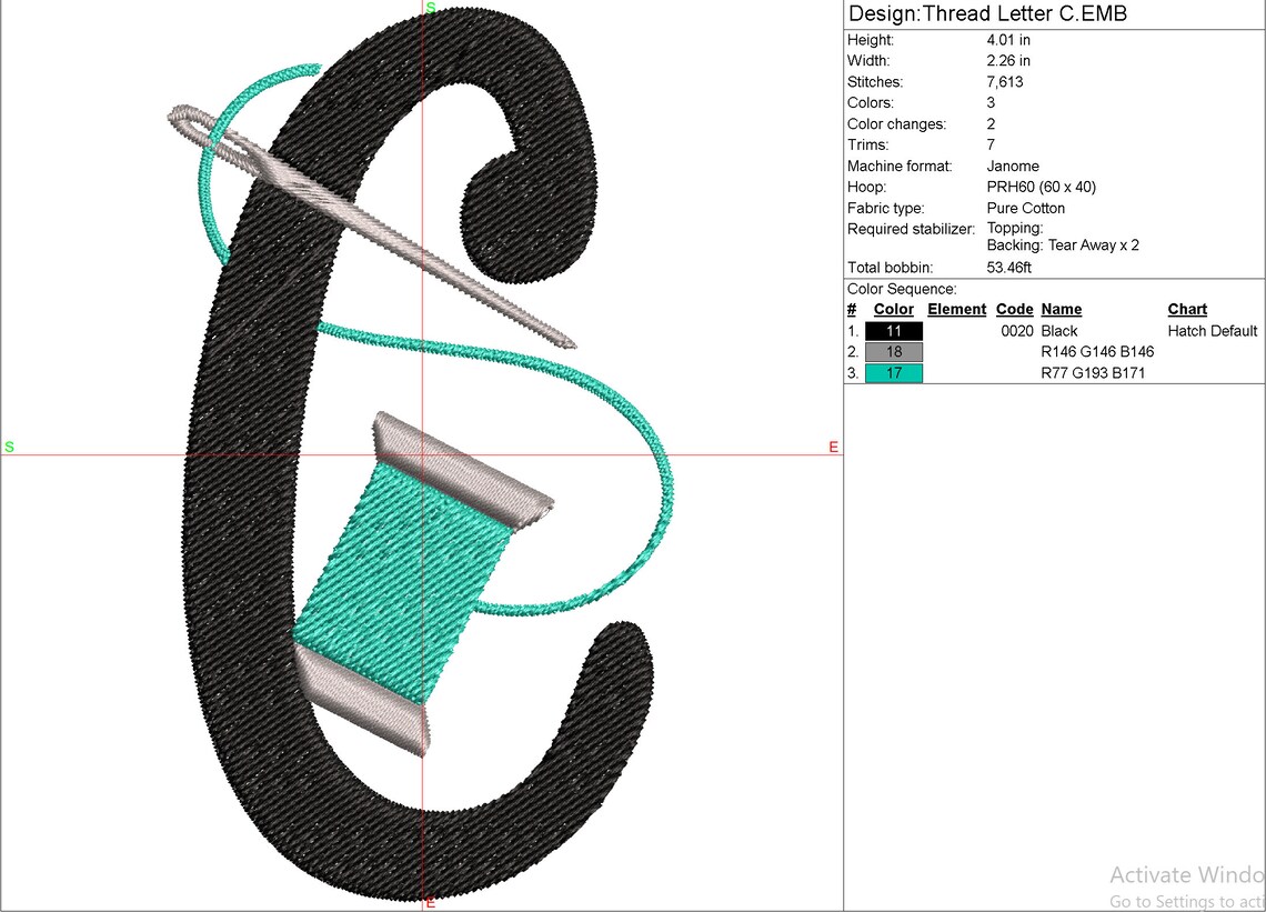 Needle & Thread Letters Embroidery File Sewing Embroidery - Etsy