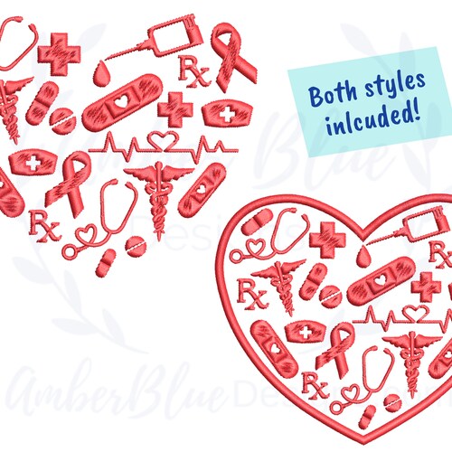 Stethoscope Embroidery Doctor and Nurse Stethoscope Heart - Etsy