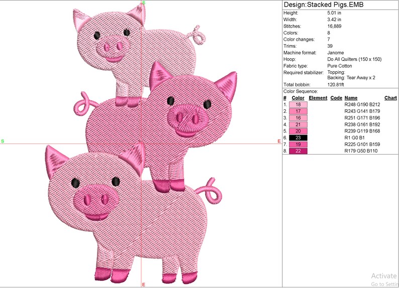 Stacked Pigs Embroidery File Cute Pig Barn Animal Adorable - Etsy Australia
