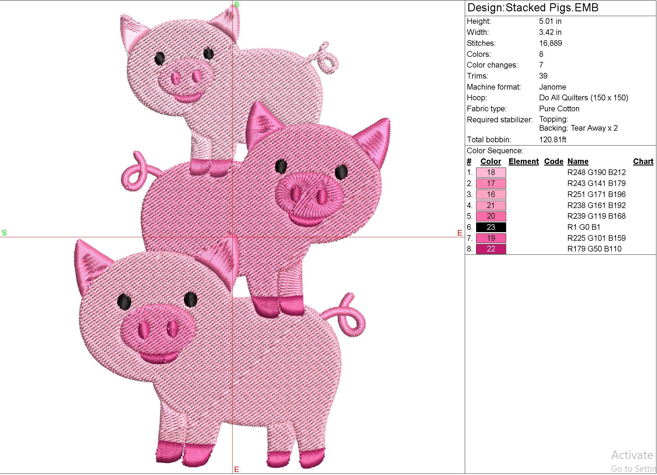 Stacked Pigs Embroidery File Cute Pig Barn Animal Adorable - Etsy Australia