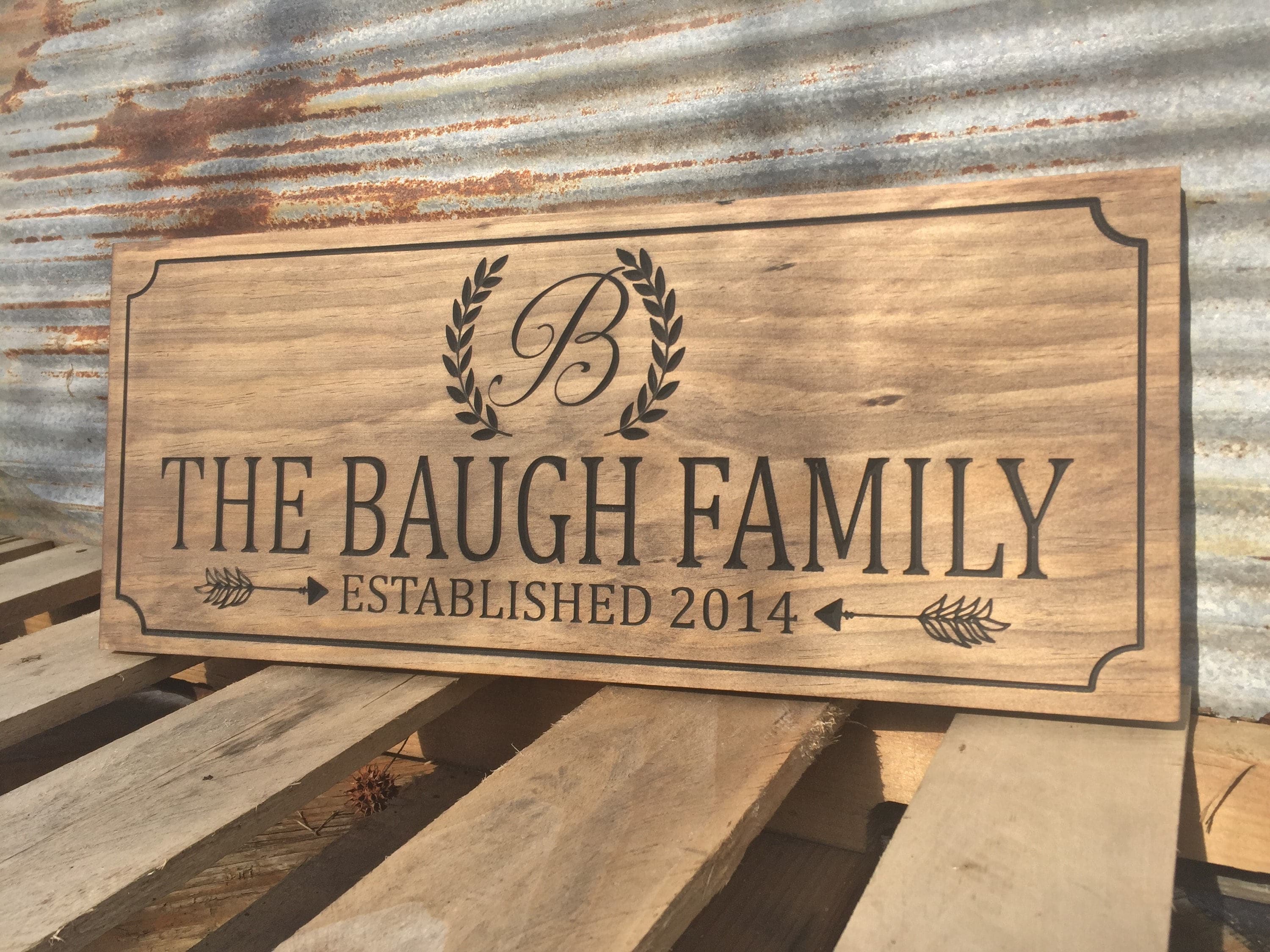 Custom Engraved Family Name Wood Sign Personalized Wooden Etsy