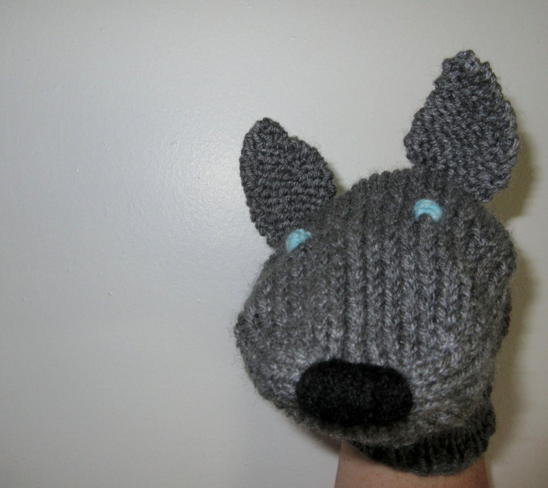 Grey Wolf Hand Puppet Hand Knit Sock Puppet for Adult or Child | Etsy