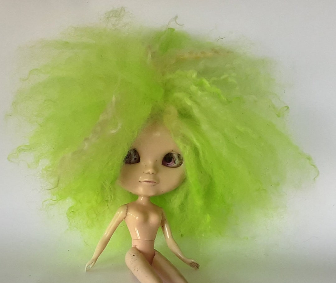 Mohair Wild Style Lime Green and Yellow Doll Wig - Etsy