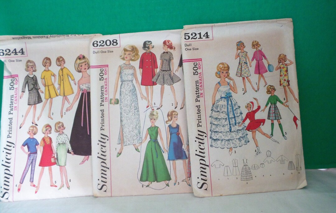 Simplicity Barbie Patterns # 5214, # 6244, #6208 - Etsy