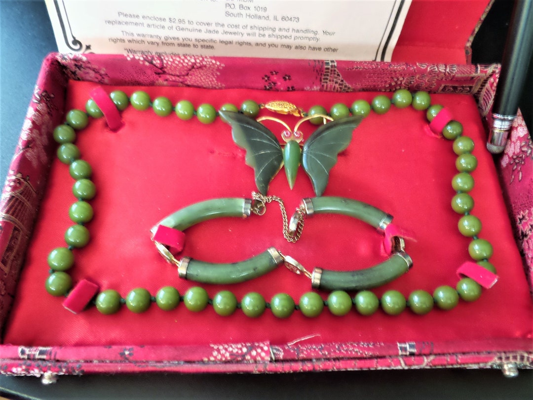 Vintage Jade Dynasty Collection Necklace and Bracelet and Butterfly ...