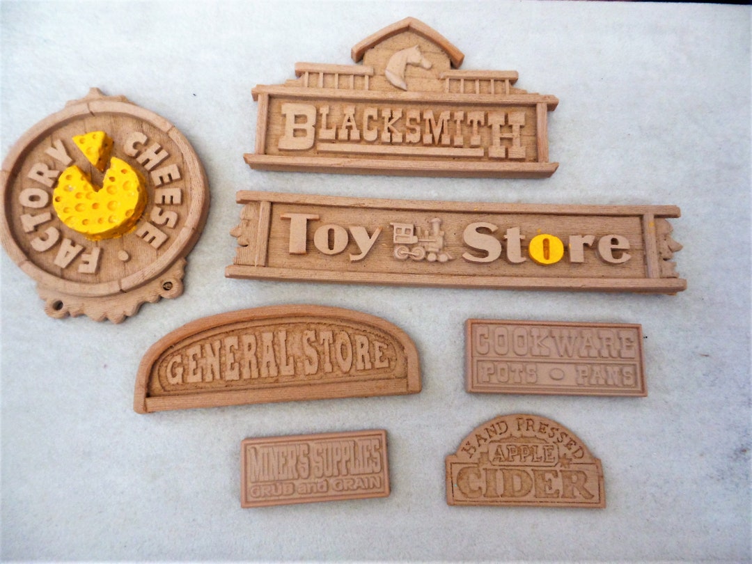 Miniature Group of Signs for Dollhouse Stores, Village, Diorama Boxes ...