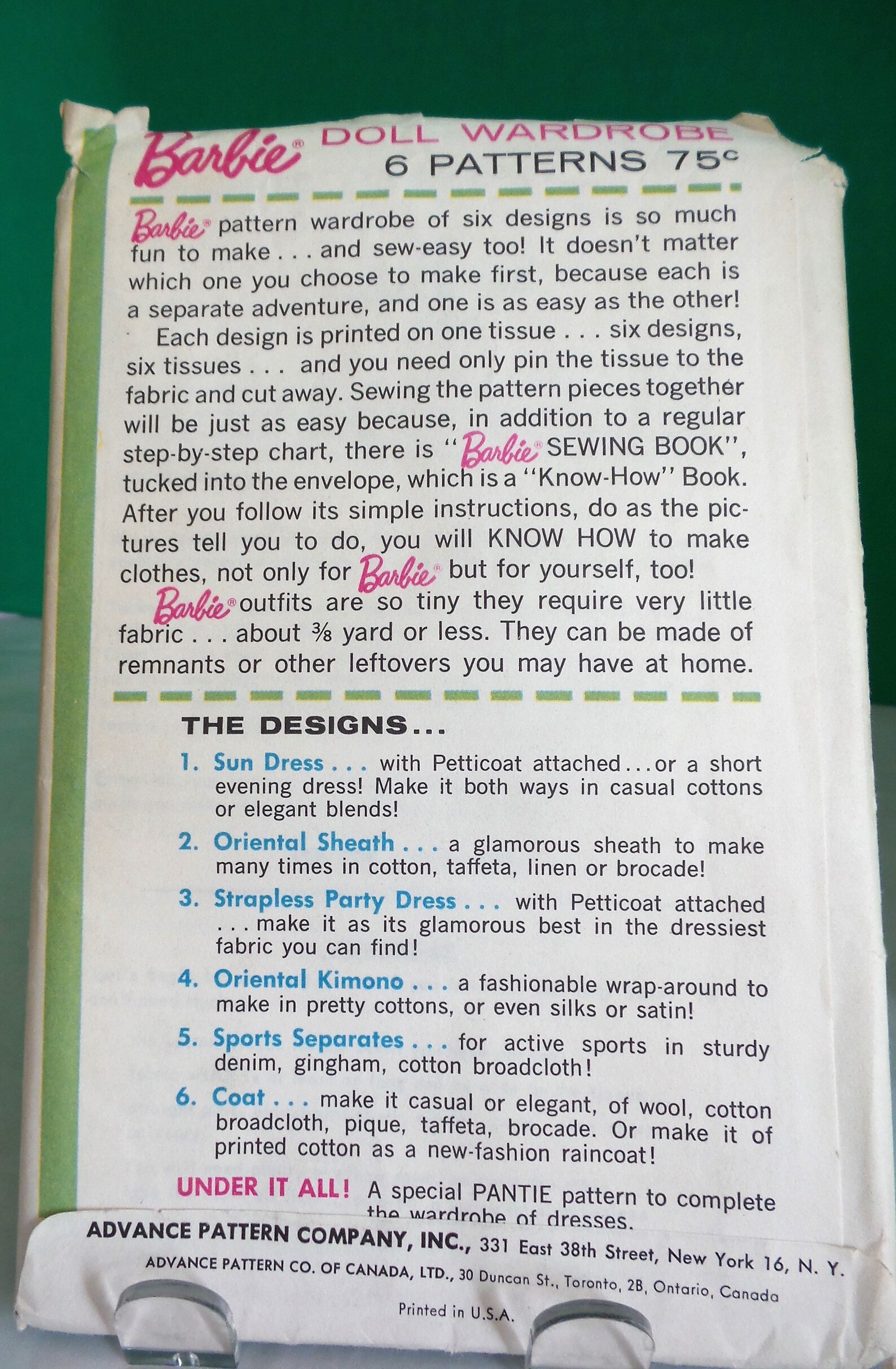 Advance Barbie Doll Pattern 9938 | Etsy