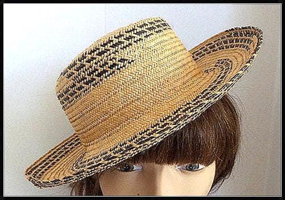 Vintage Straw Boater Hat - Etsy