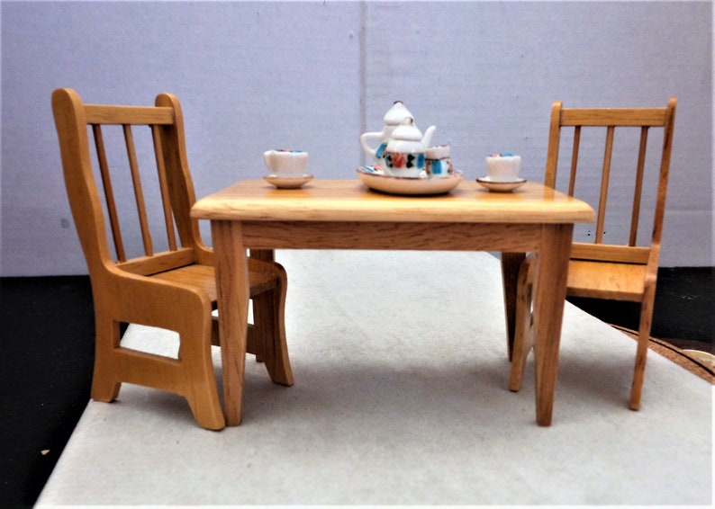 Doll House Table and 2 Chairs With Porcelain Tea Set - Etsy