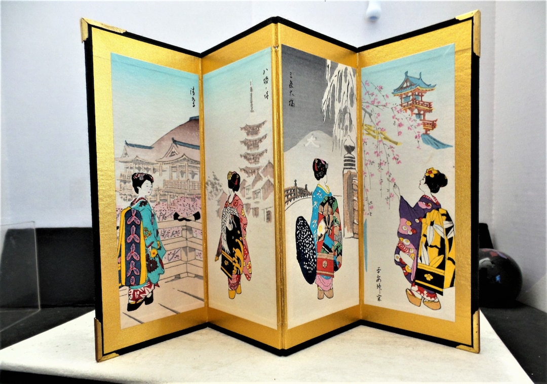 Vintage Asian Mini Table Screen - Etsy