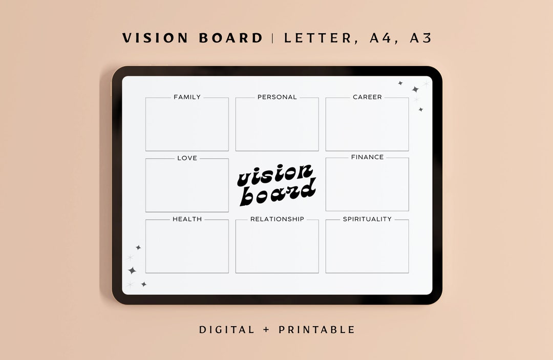 Minimalist Vision Board: Printable Manifestation Planner (A3, A4 ...