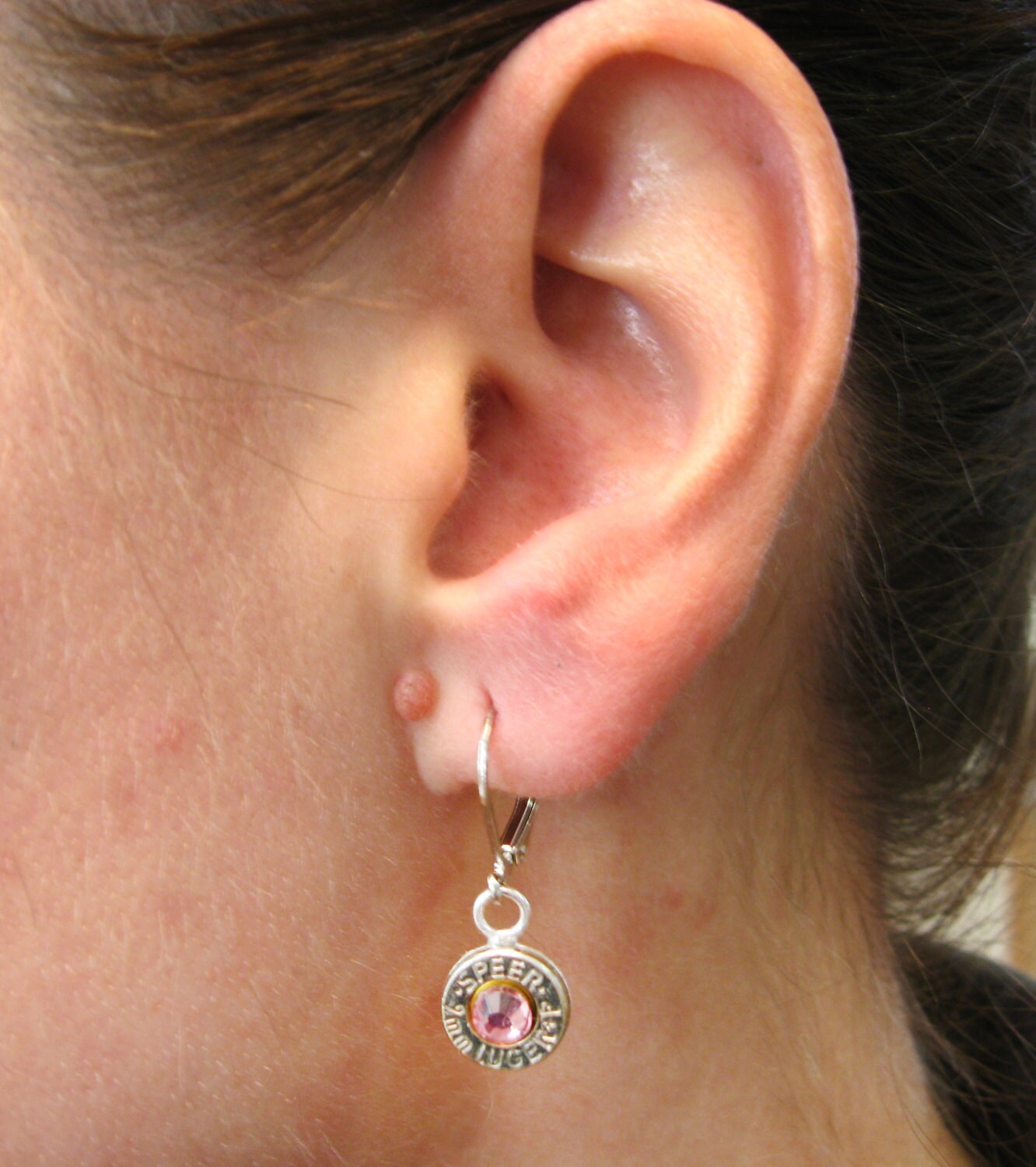 Ammo Bullet Leverback Earrings Bullet Casing With Swarovski - Etsy