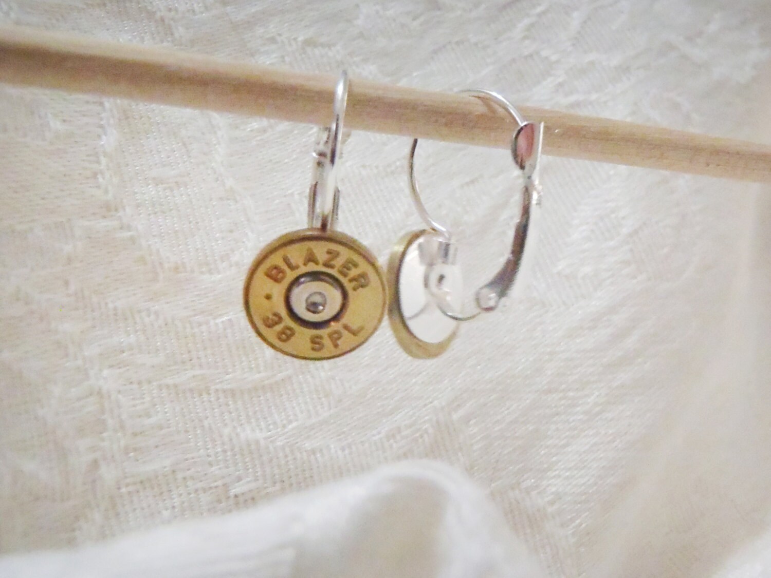 Ammo Bullet Leverback Earrings Bullet Casing With Swarovski - Etsy
