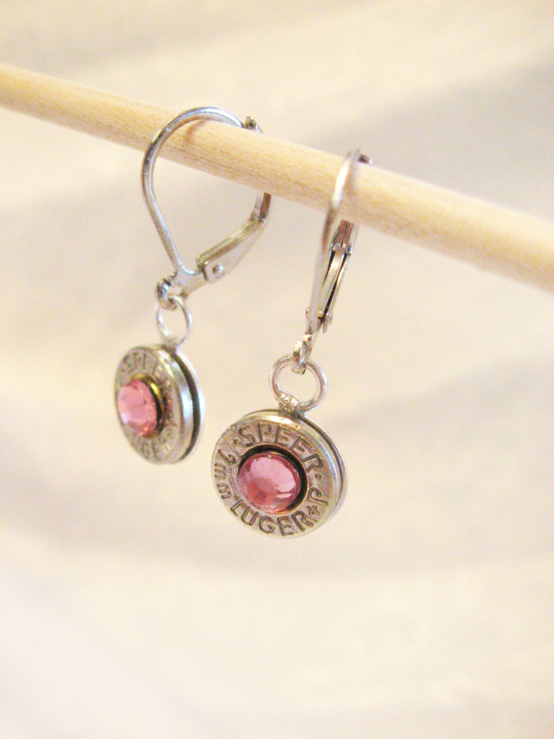 Ammo Bullet Leverback Earrings Bullet Casing With Swarovski - Etsy
