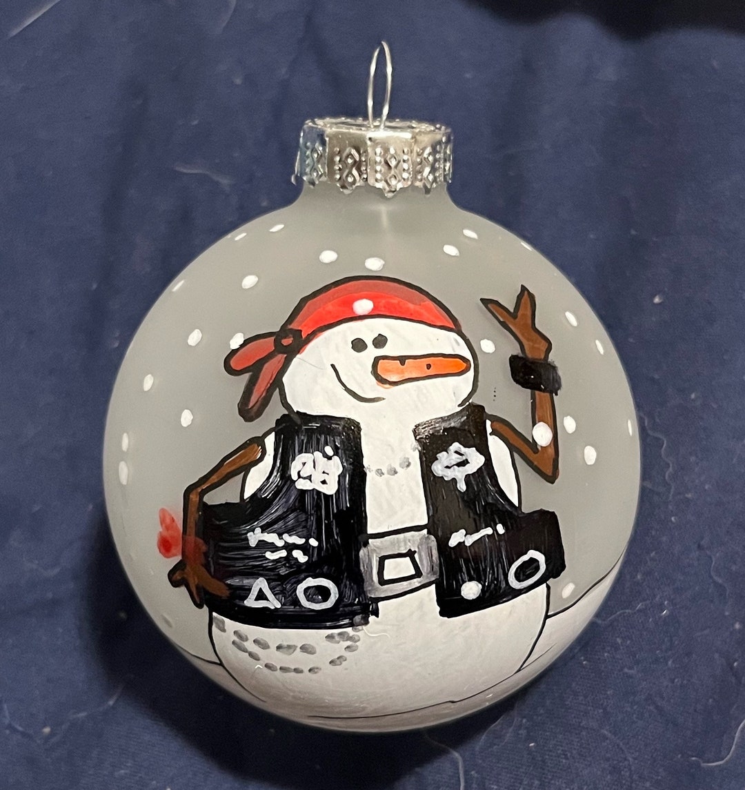 Hand-painted Snowman Motorcycle Biker Personalized Christmas Ornament ...