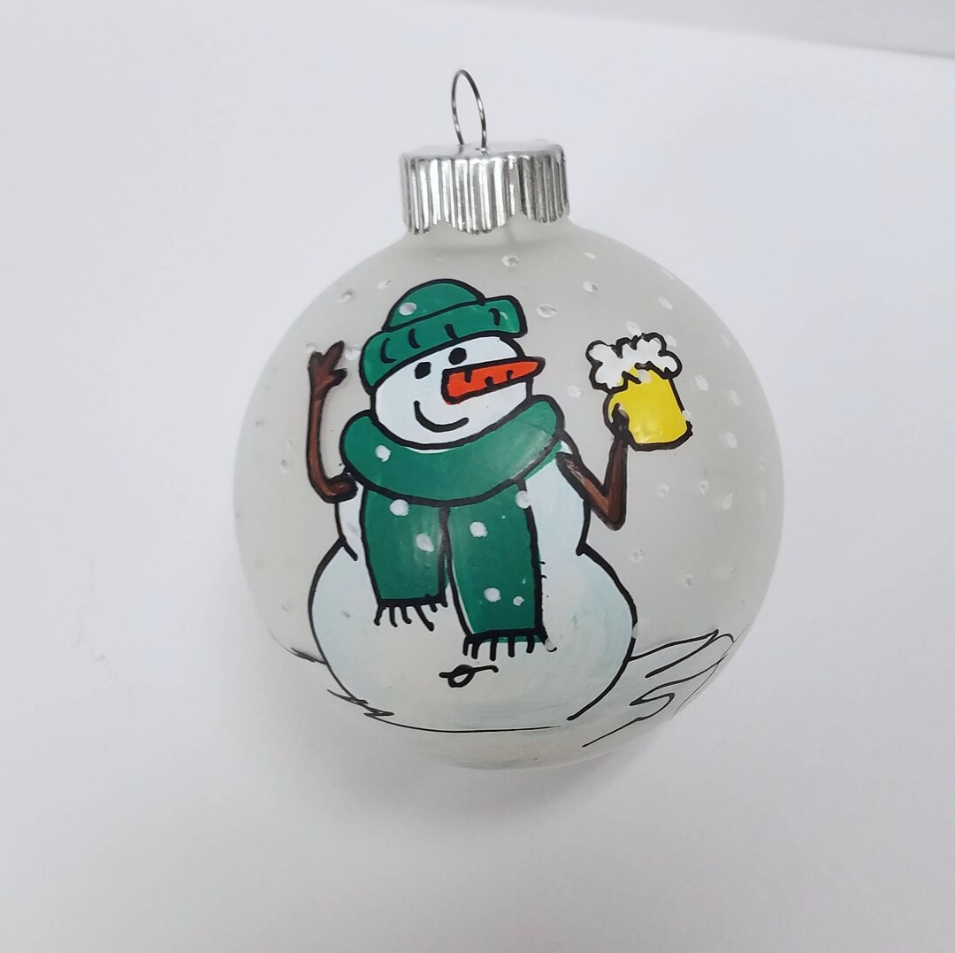 Beer Drinking Snowman Christmas Ornament - Personalized Beer Ornament ...