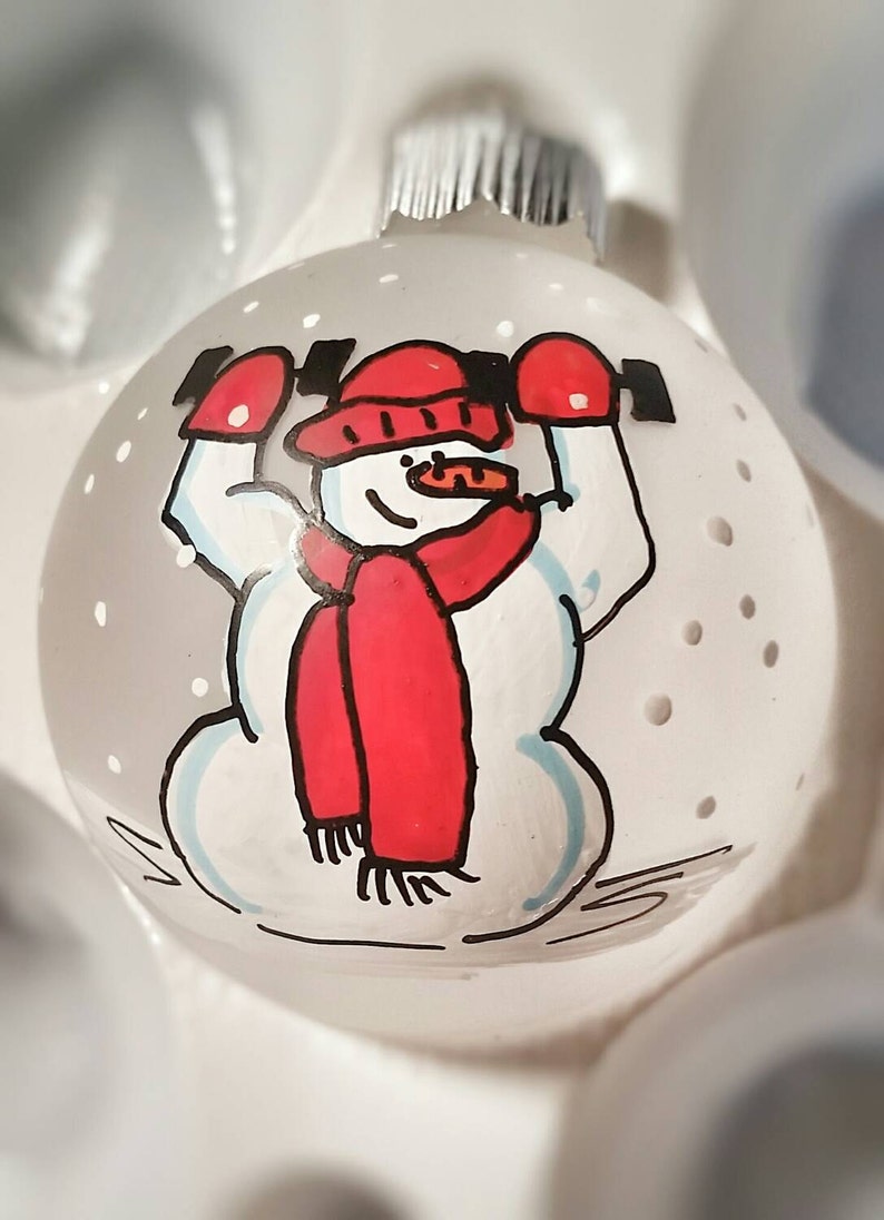 Cross Fit Ornament Hand Weights Snowman Fitness | Etsy