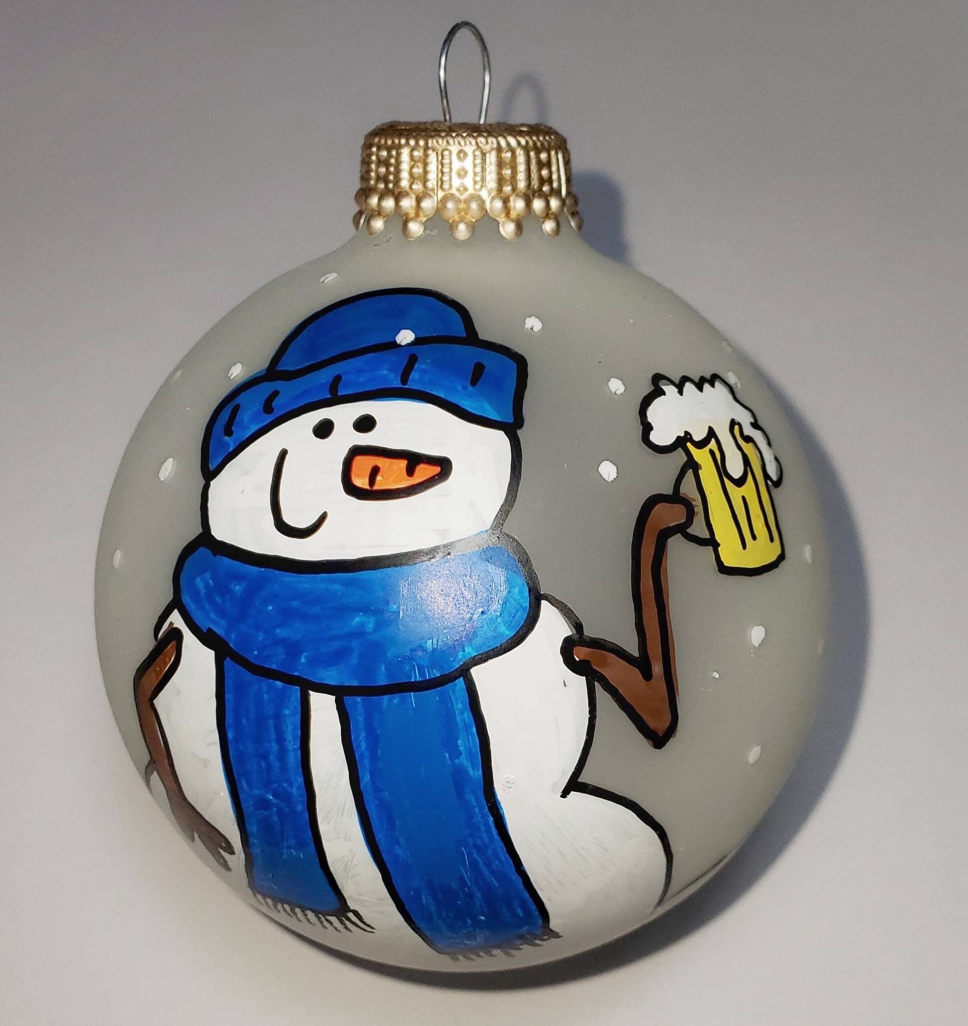 Beer Drinking Snowman Christmas Ornament Personalized Beer - Etsy