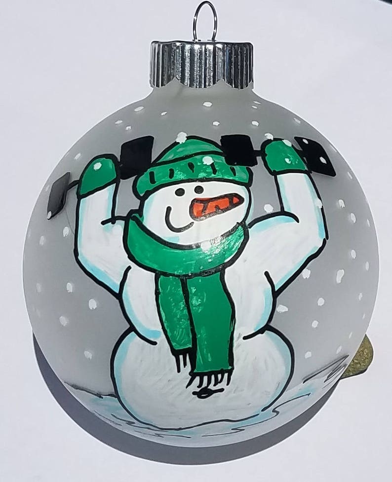 Cross Fit Ornament Hand Weights Snowman Fitness | Etsy
