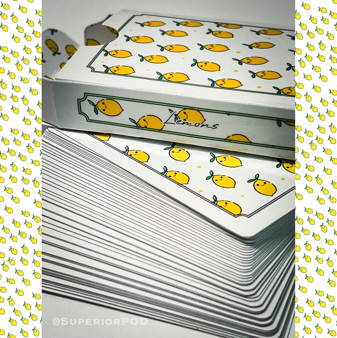 White LEMONS Playing Cards, Lemon Card Deck, Lemon Gifts, Lemon Cards ...