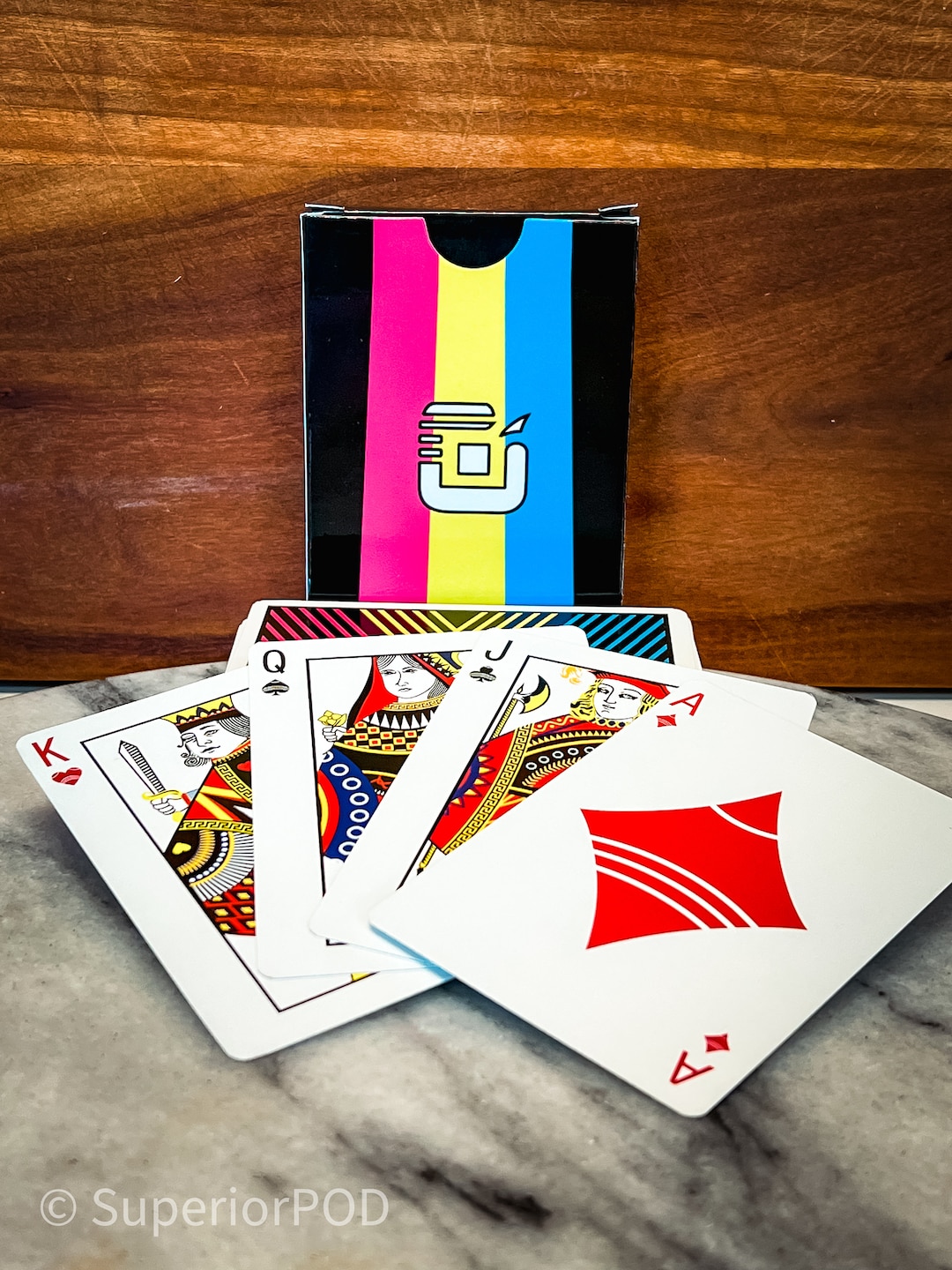 SPOD PREMIER Geometric Traditional Poker Cards, Cyan Magenta Yellow ...