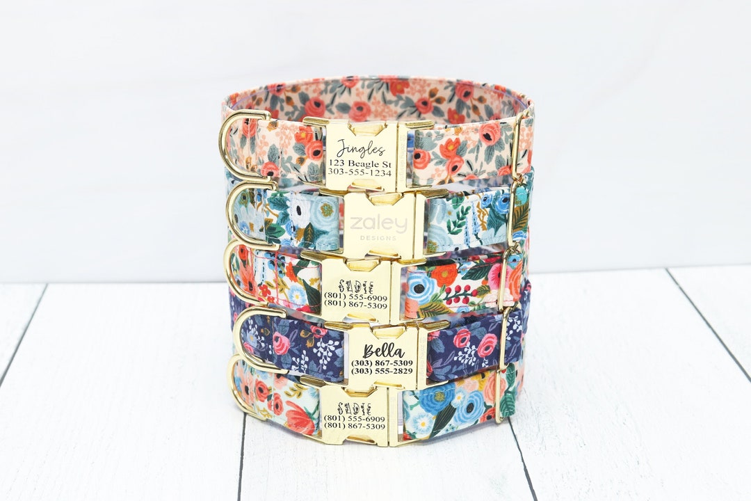 Rifle Paper Company Floral Dog Collar With Metal Buckle for Male or ...