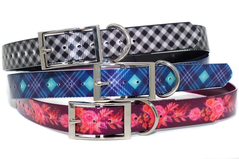 Plaid Waterproof Dog Collar Dirtproof Stinkproof: Blue and - Etsy