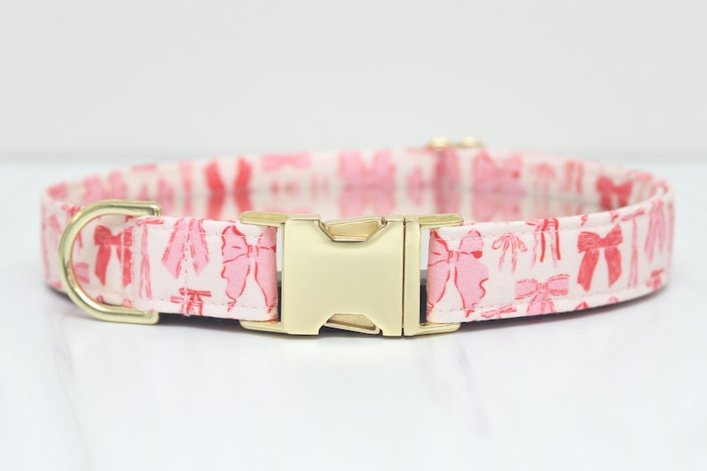 Pink Bows Dog Collar: Girly Fabric Pet Collar, Zaley Designs - Etsy New ...