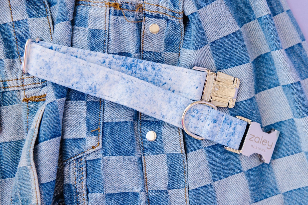 Faded Denim Dog Collar, Retro Dog Collar, Grunge Dog Collar, Nostalgic ...