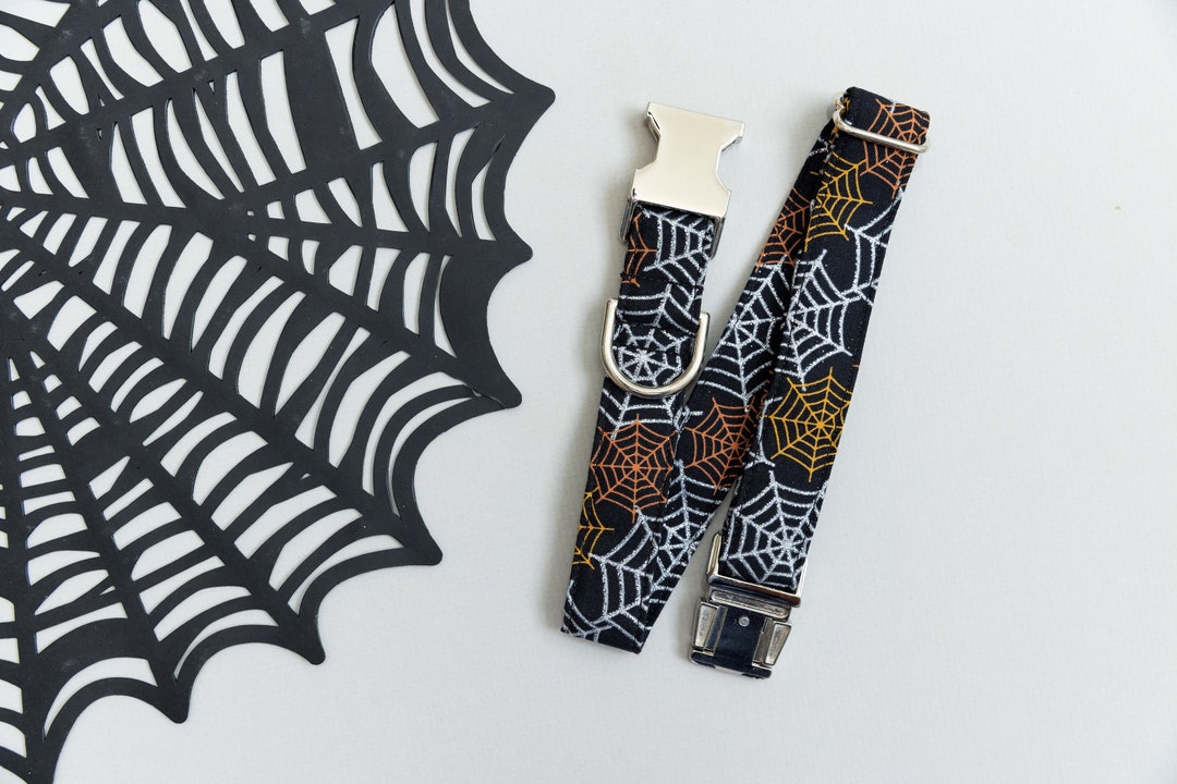 Glitter Spider Webs Dog Collar, Glitter, Spooky Halloween Dog Collar ...