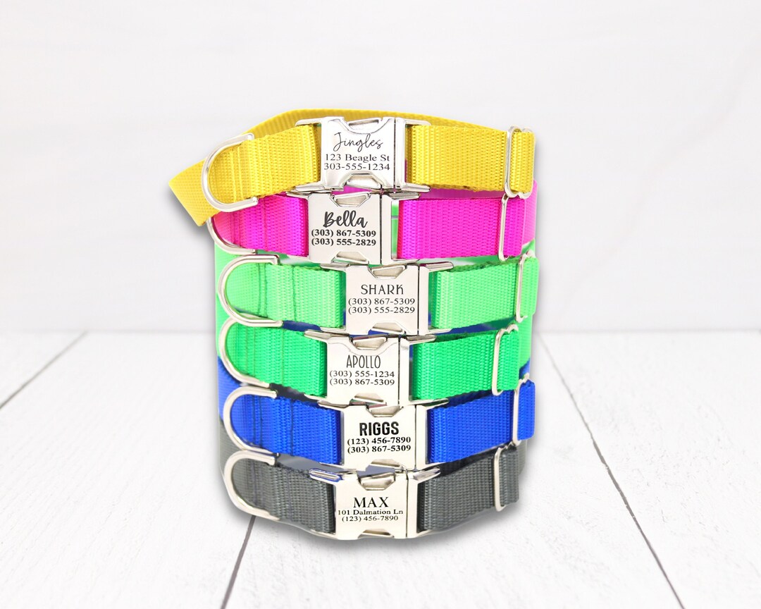 28 Color Options Engraved Dog Collar, Personalized Solid Color Dog ...