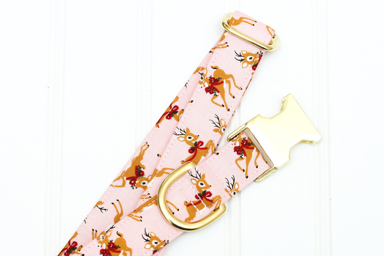Pink or Green Reindeer Dog Collar. Christmas Dog Collar Metal | Etsy