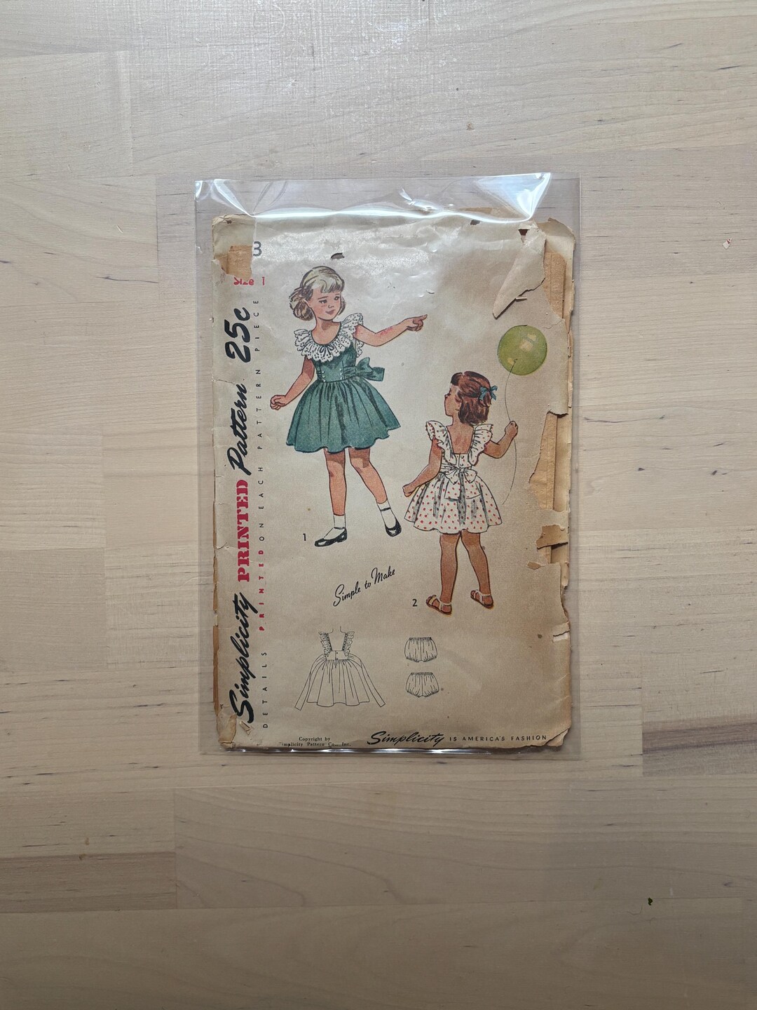 Simplicity 2913 Vintage 1949 Infant Girls Pinafore and Bloomer Sewing ...