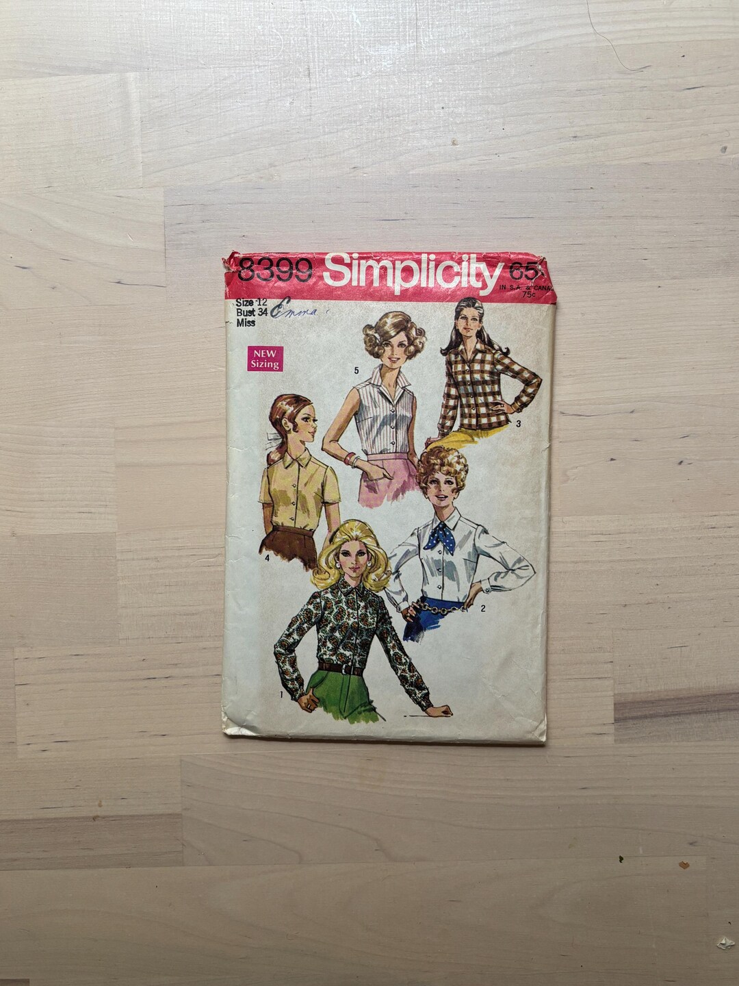 Simplicity 8399 Vintage 1969 Blouse Sewing Pattern 34 Inch Bust- CUT - Etsy