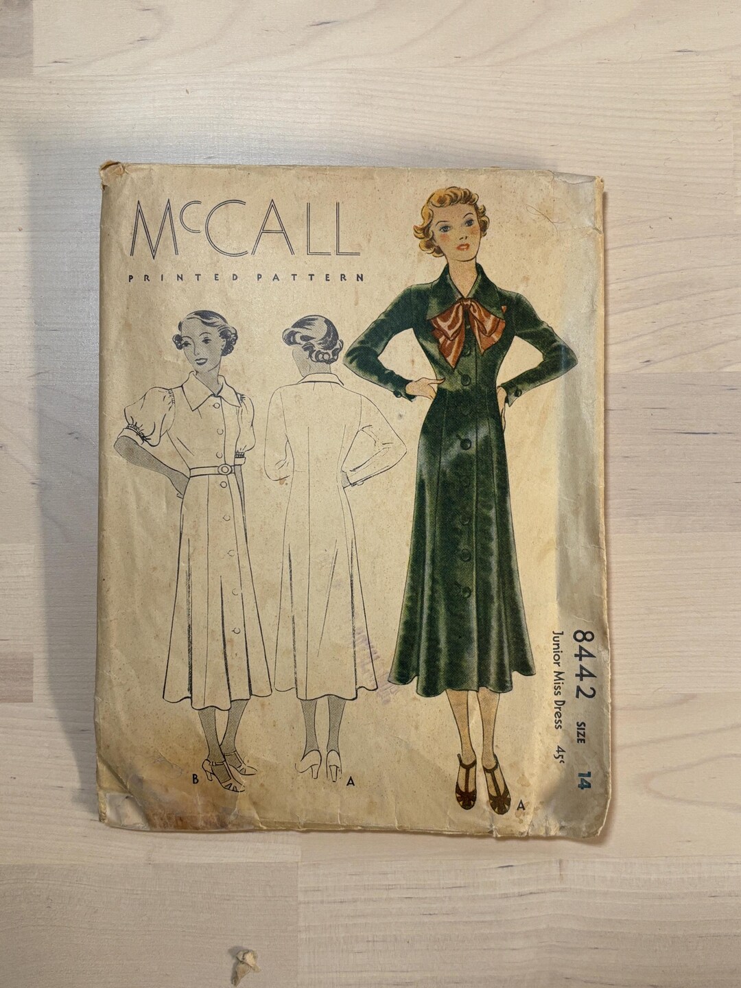 Mccall 8442 Vintage 1935 Dress Printed Pattern 32" Bust- CUT Read ...