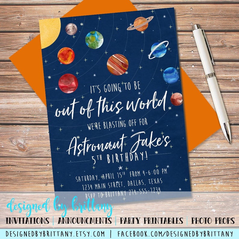Out of this world invite Outer Space invitation Blast off | Etsy