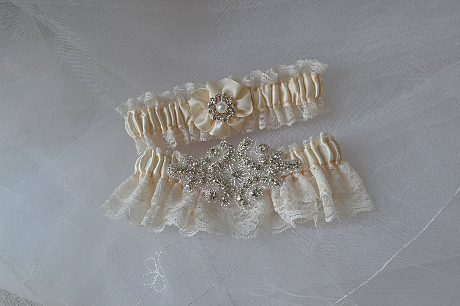 Wedding Garter Set Ivory Garters With Beautiful Ivory | Etsy