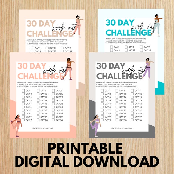 30 Day Challenge Work Out Fitness Planner New Year | Etsy