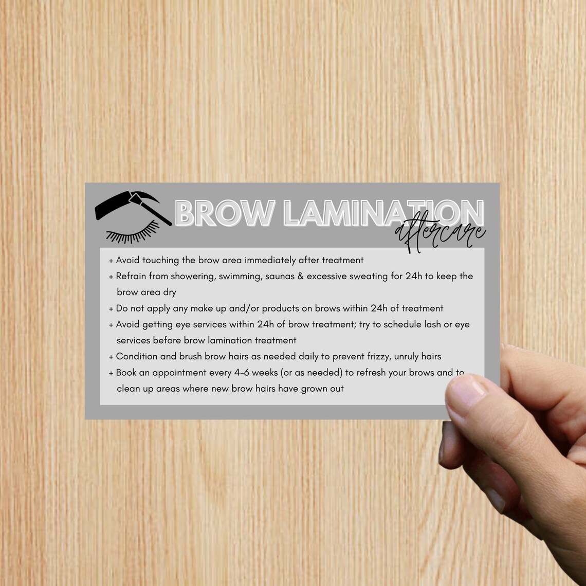 Eyebrow Lamination Aftercare Card | Brow Lamination | Brow Lift | Brow ...