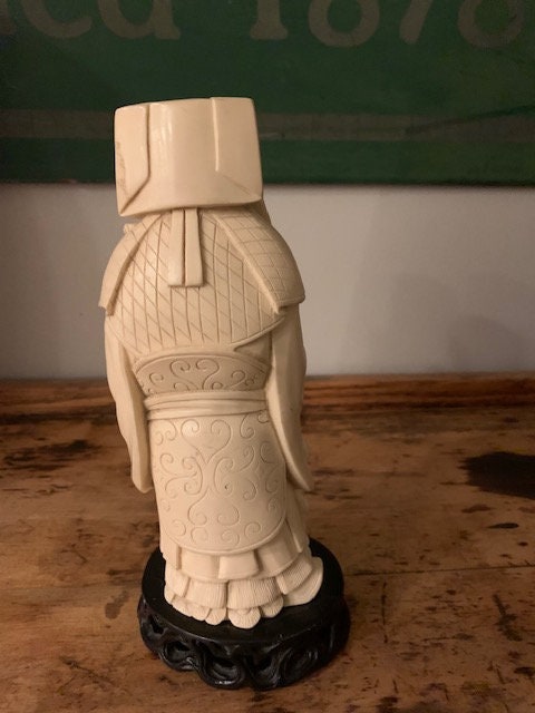 Antique Tibetan Yak Bone Carved Statue Monk With Staff and Fawn on ...