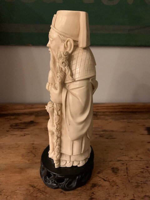 Antique Tibetan Yak Bone Carved Statue Monk With Staff and Fawn on ...