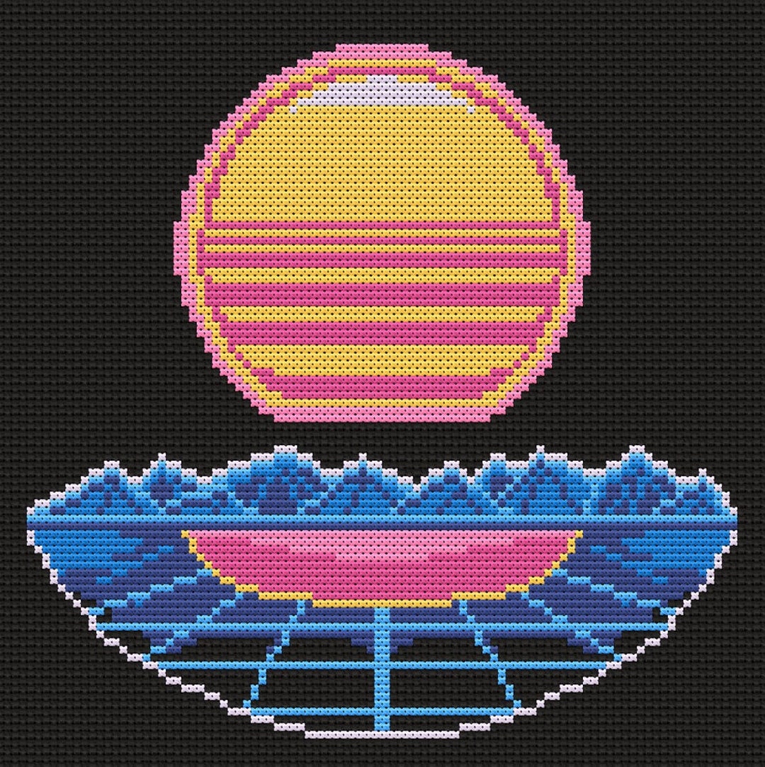 Vaporwave Sunset - Cross Stitch Pattern - Digital PDF - 7 Inches X 7 ...