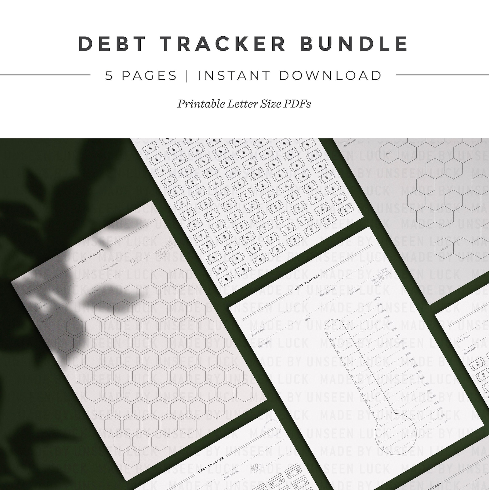 Debt Tracker Printable Bundle, Debt Tracker Coloring, Minimalist ...