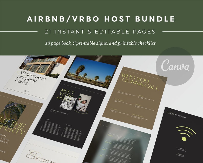 Modern Chic Airbnb/vrbo Host Bundle, Printable/editable Cleaning ...